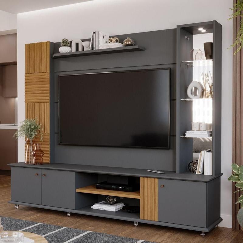 Estante Home Para Tv Até 60 Polegadas 100% MDF 3 Portas C/ Espelho e ...