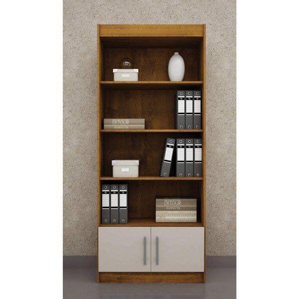 Estante Livreiro Multiuso 2 Portas 3 Prateleira Madri Benetil Móveis ...