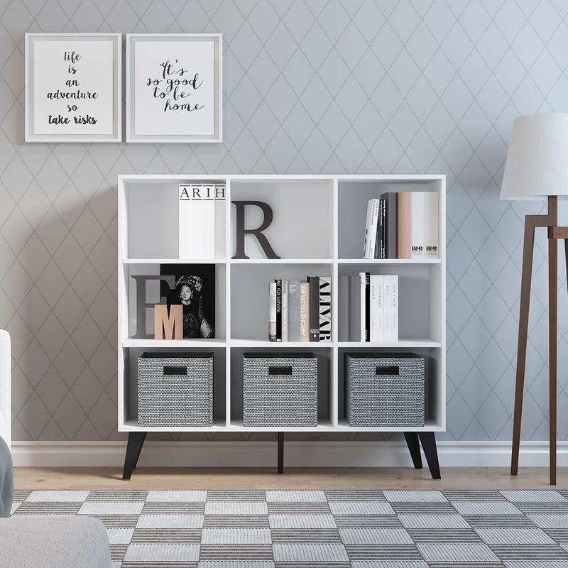 Estante Pequena Nicho 120 x 112 Cm Pés Retrô Madeira MDP Branco 0655 ...