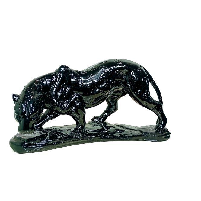 Estátua escultura Pantera ou leopardo 30cm Preta e Dourado - Ana ...