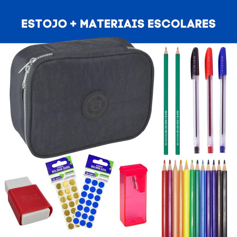 Estojo Box Com Material Escolar Ensino Fundamental E Médio - Ac Bag ...
