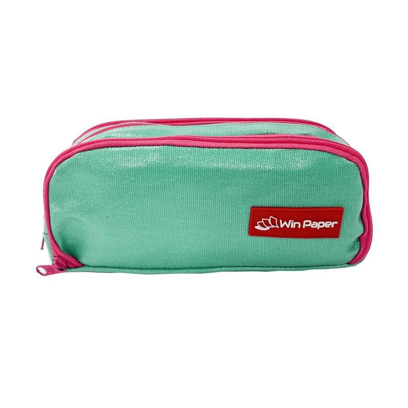Estojo Triplo Canvas WPE00592 Verde e Rosa - Win Paper - Estojo escolar ...
