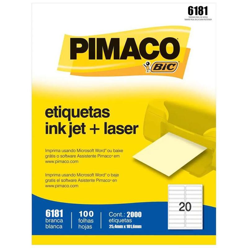 Etiqueta 6181 Inkjet Laser 20 Etiqueta Folha Bic Pimaco - Etiquetas e ...