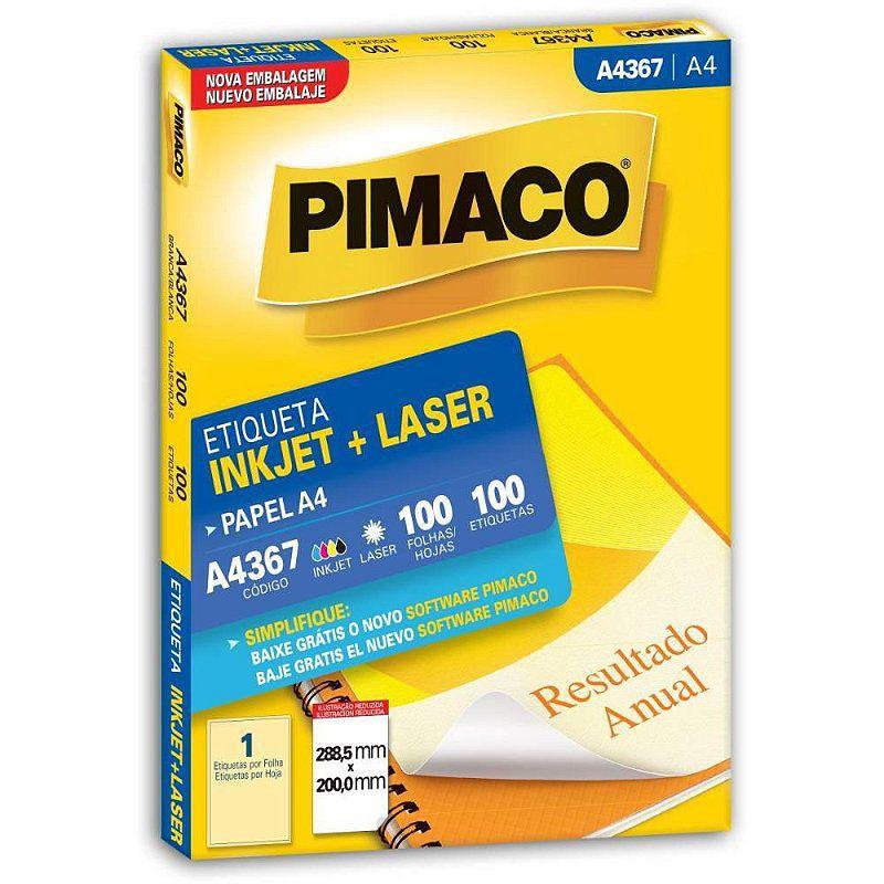 Etiqueta A4 A4367 100 FLS 288,5 X 200,0 MM CX com 100 - Pimaco - Etiquetas e Acessórios ...