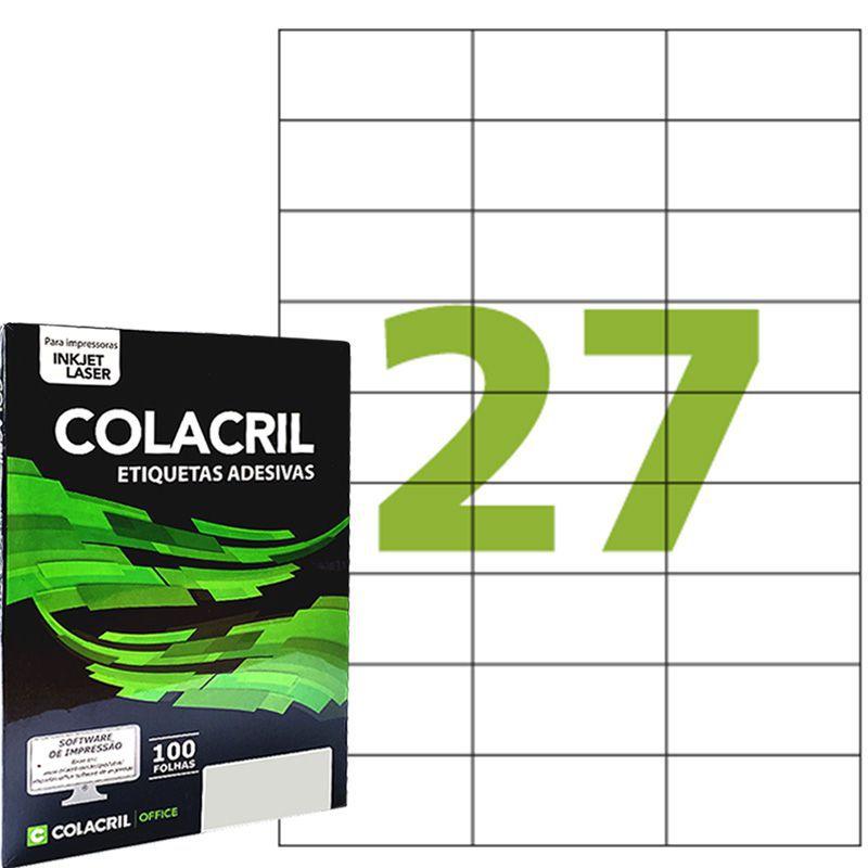 ETIQUETA ADESIVA COLACRIL CA4370 70x 33 x 3 C/ 100Fls - Etiquetas e ...