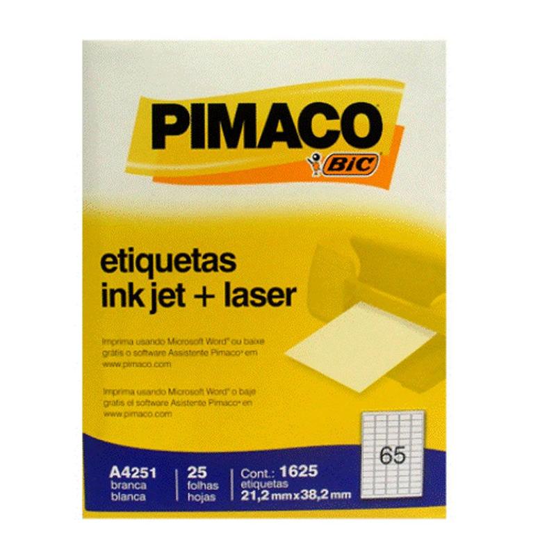 Etiqueta Ink-Jet Pimaco 21.2X38.2mm Caixa Com 25 Folhas - Etiquetas e ...