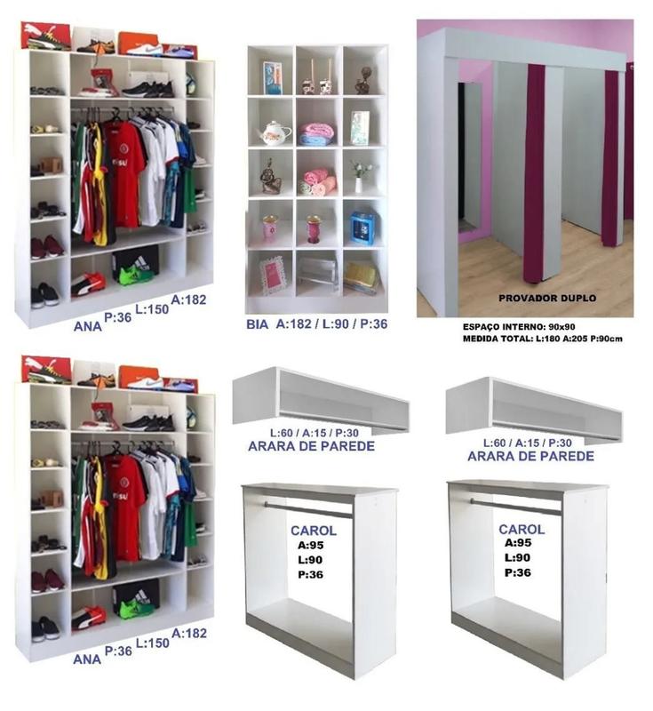 Expositor De Roupas, Provador, Arara De Roupas Magia = 8 Pç - ATACADÃO ...