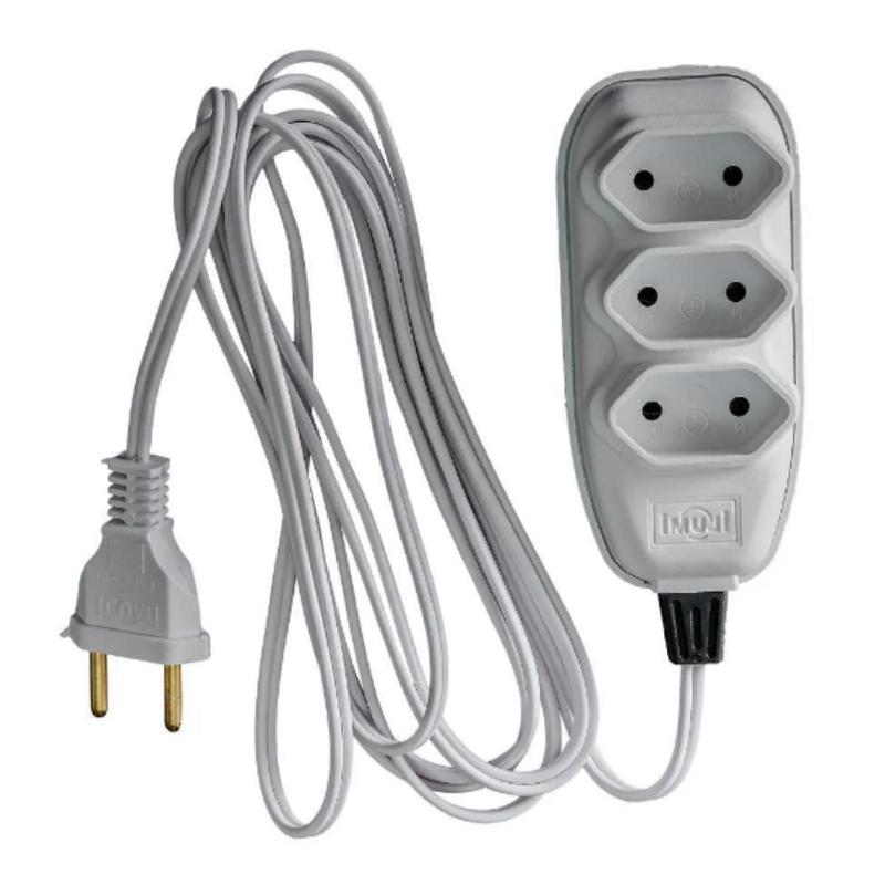 Extensão Para 3 Tomadas 5 metros Bivolt 10A Compacta - ilumi - Extensão ...