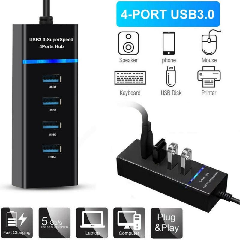 Extensão Usb Hub 4 Portas Extensor Speed Cabo 3.0 Computador Notebook ...