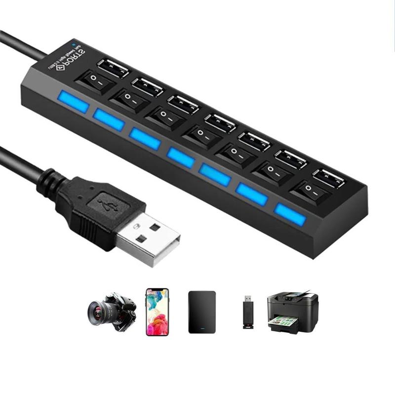Extensão USB Hub Conexão Régua Chave Distribuidor Pen Drive Extensor 7 ...
