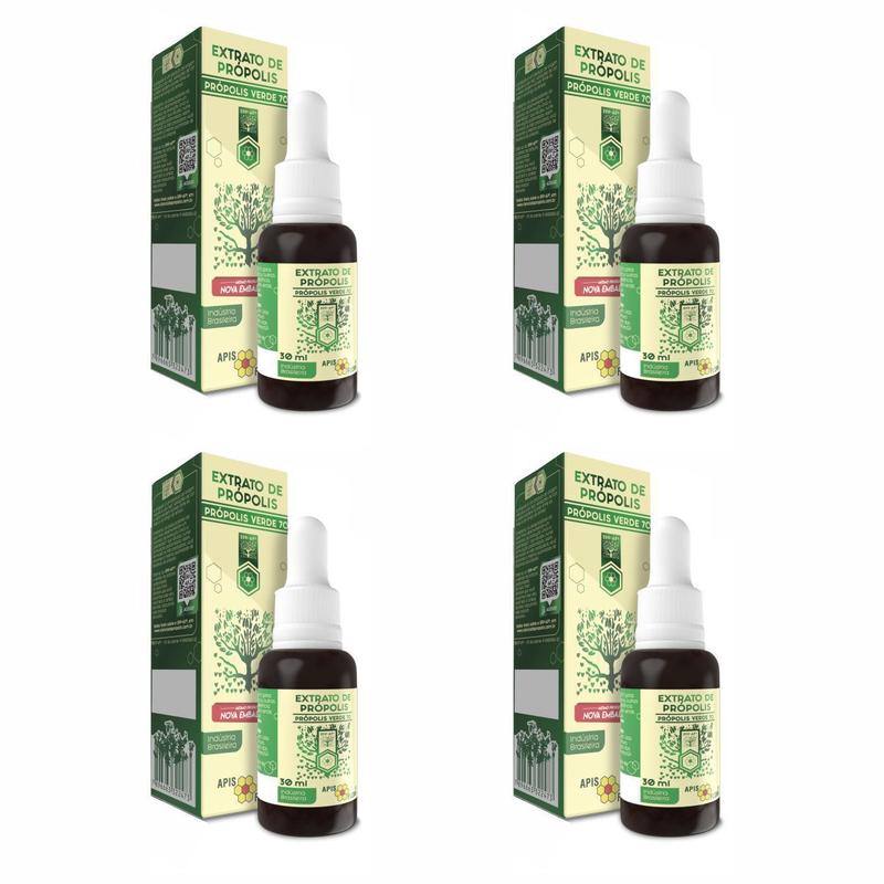 Extrato Própolis Verde 70 ApisFlora 30ml kit C/4 mais concentrado ...
