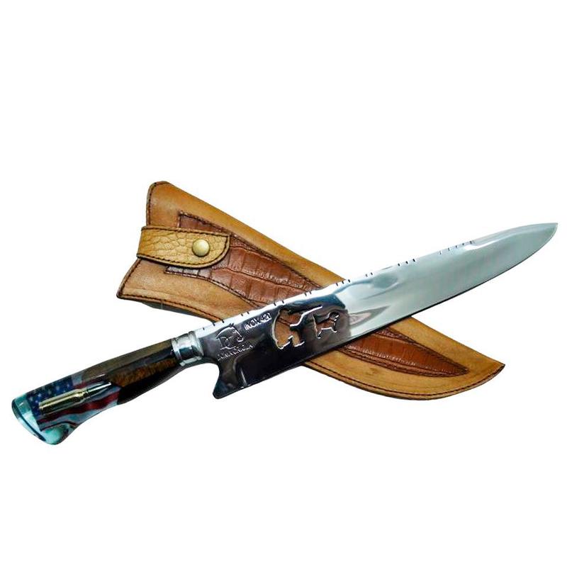 Faca 10" Caçador com Cabo em Resina Translúcida com Cápsula de Fuzil ...