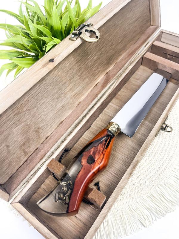 Faca Artesanal 8" Cabo Resinado Touro C/ Estojo - Encanto Laser - Faca ...