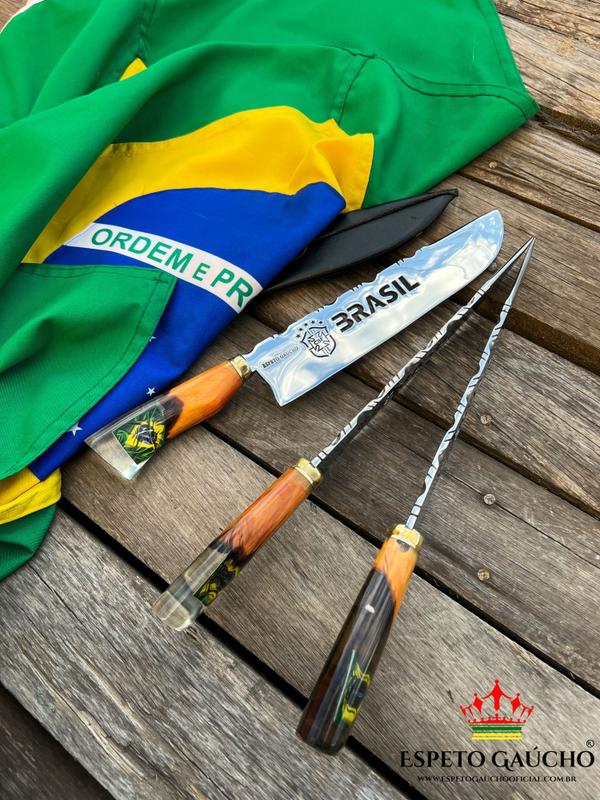 Faca CBF Celeção Brasileira, Cabo Hibrido Bandeira do Brasil - Espeto ...