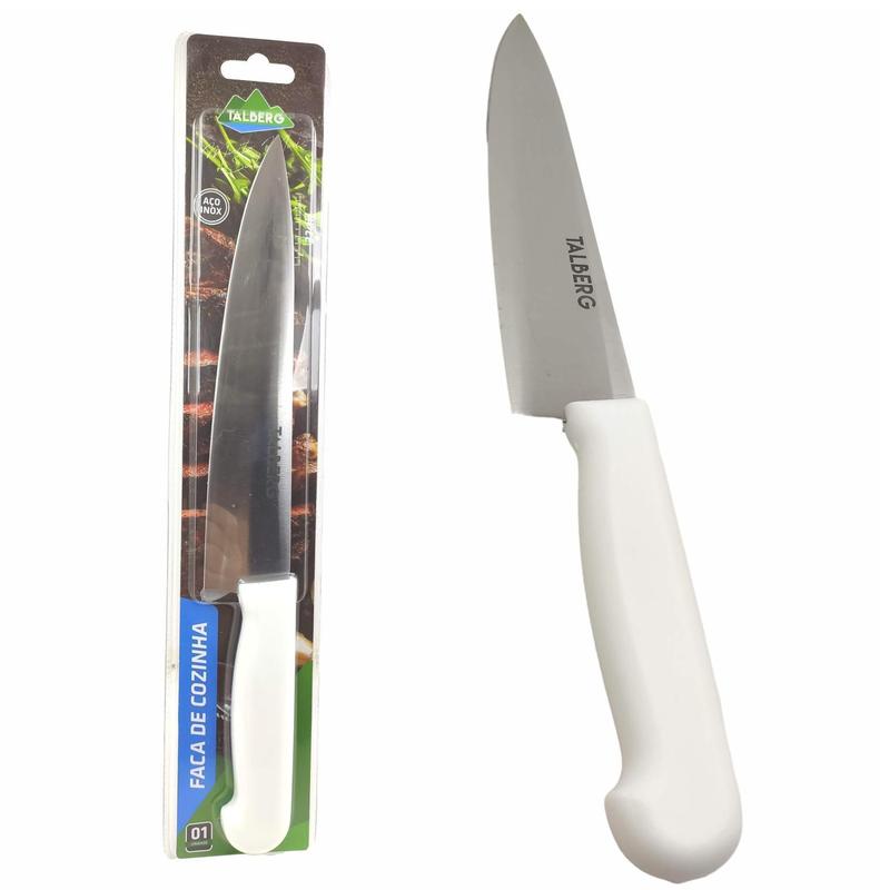 Faca De Corte Cozinha Lâmina Aço Inox Cabo Plástico - Faca Cozinha ...