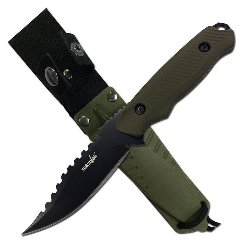 Faca Lâmina Lisa Com Serrilha No Dorso Verde Master Cutlery - Facas ...