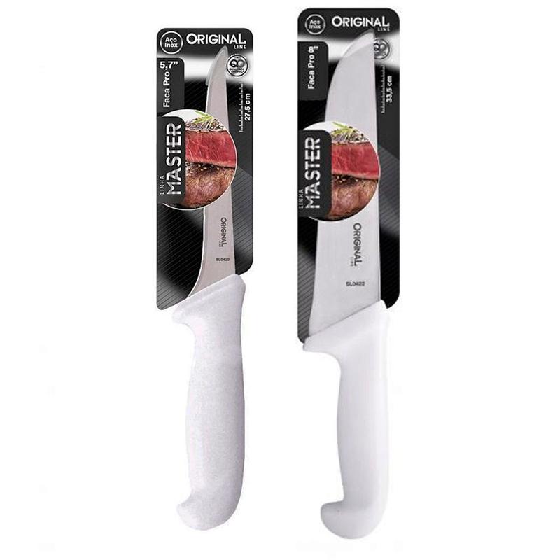 Faca Master Profissional 5,7" e 8" Aço Inox Cabo Resistente - Original ...