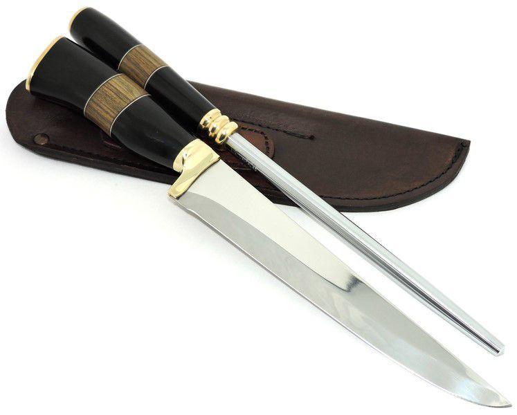 Faca Premium com Chaira Lisa e Bainha Couro - 8 pol. - Xiru das Facas ...