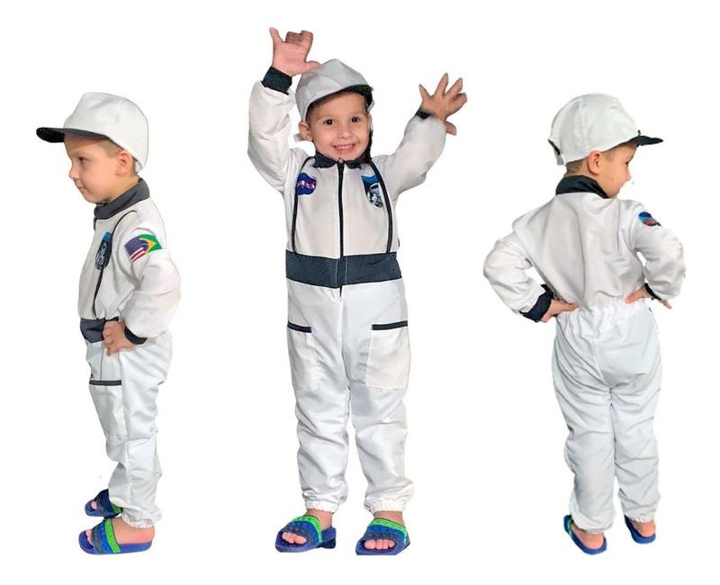 Fantasia Astronauta Infantil Luxo Nasa Com Boné - Fun Party - Fantasias ...
