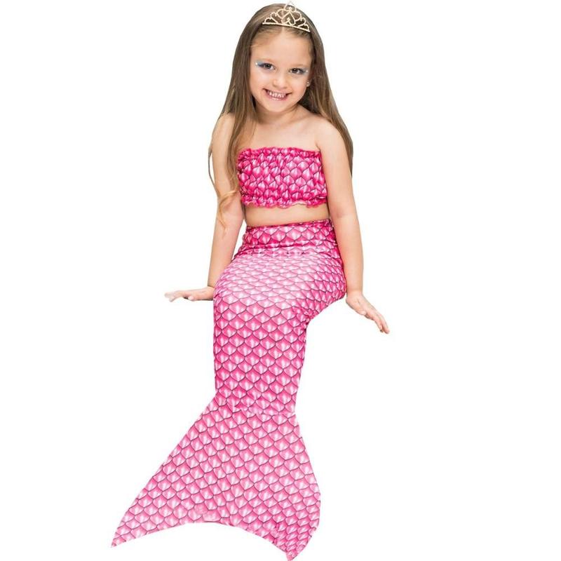 Fantasia de Sereia Infantil Rosa de Carnaval Com Cauda e Top ...