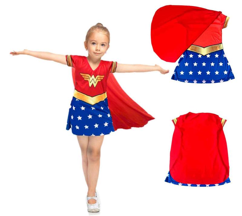 Fantasia Infantil Mulher Menina Maravilha - menina de 85 a 135cm de ...