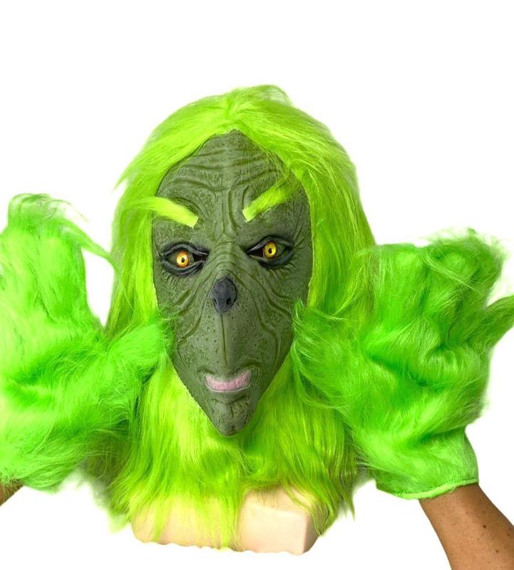 Fantasia Máscara Grinch e Luva Realista de látex - Blook - Fantasia ...