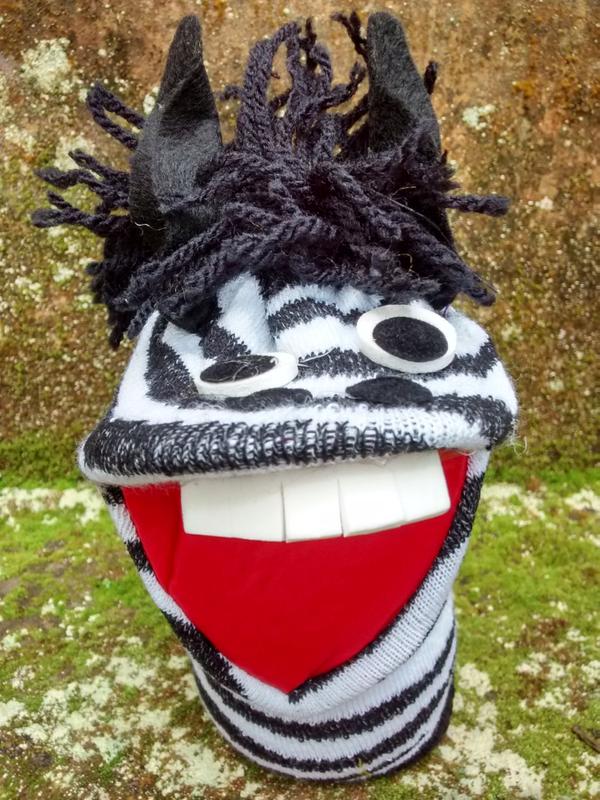 Fantoche de mão, Zebra, artesanal, para despertar o mundo da fantasia e ...