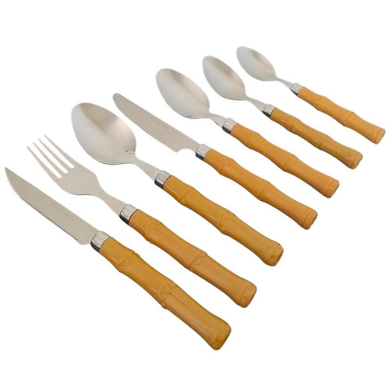 Faqueiro 42 Peças Aço Inox Com Cabo Modelo Bambu - Lyor - Faqueiros ...