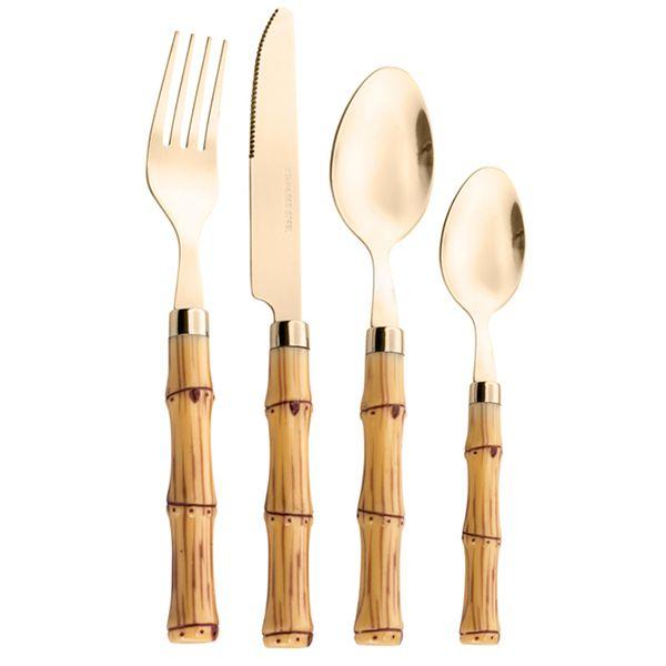 Faqueiro Bambu dourado com estojo Lyor 24 peças - Faqueiros - Magazine ...
