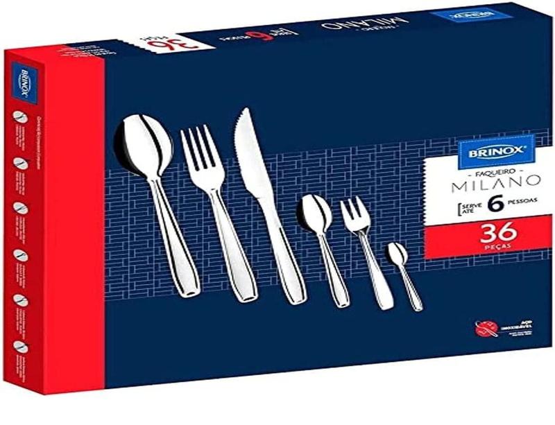 Faqueiro de Inox 36 peças Linha Milano Brinox - Faqueiros - Magazine Luiza