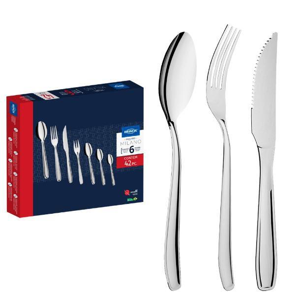 Faqueiro De Inox 42 Peças Serve 6 Pessoas Linha Milano Brinox - Inox ...