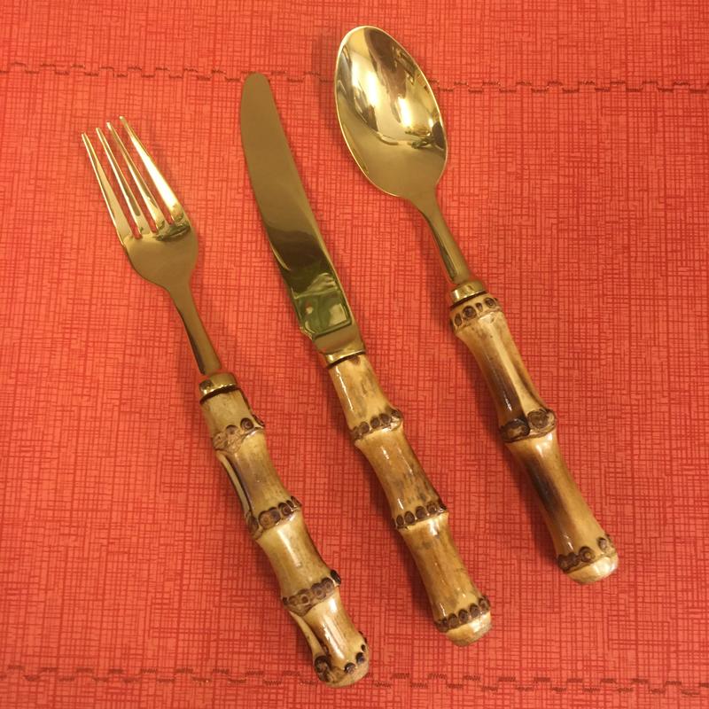 Faqueiro Em Bambu Natural Coleção Duquesa ISH - Caixa 18 Peças - Mesa ...