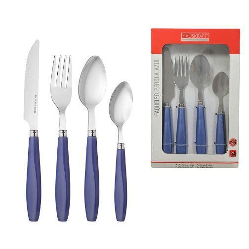 Faqueiro Hauskraft Pérola Azul 24 Peças - Faqueiros - Magazine Luiza