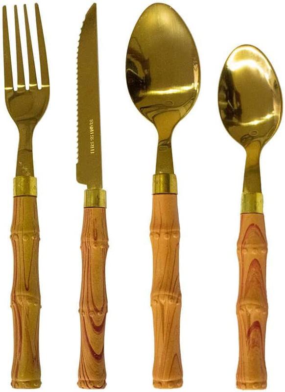 Faqueiro Inox Bambu Dourado Tropical 24 peças - Casambiente - Faqueiros ...