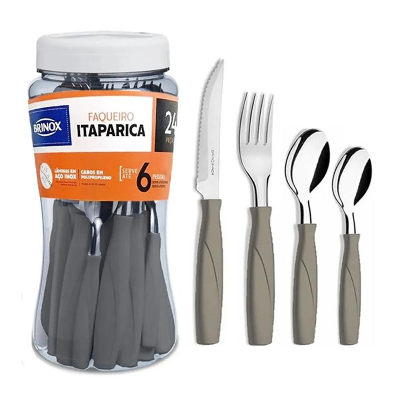 Faqueiro Itaparica 20 Peças Cinza Brinox - Faqueiros - Magazine Luiza