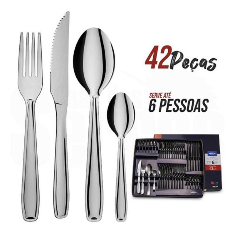 Faqueiro milano aço inox 42 peças brinox 5123/118 - Faqueiros ...