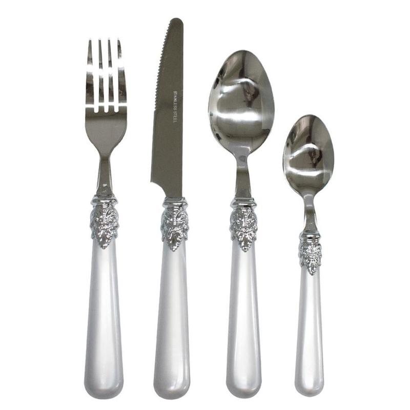 Faqueiro Perolado Branco 24 Peças- Casambiente Faq076 - Faqueiros ...