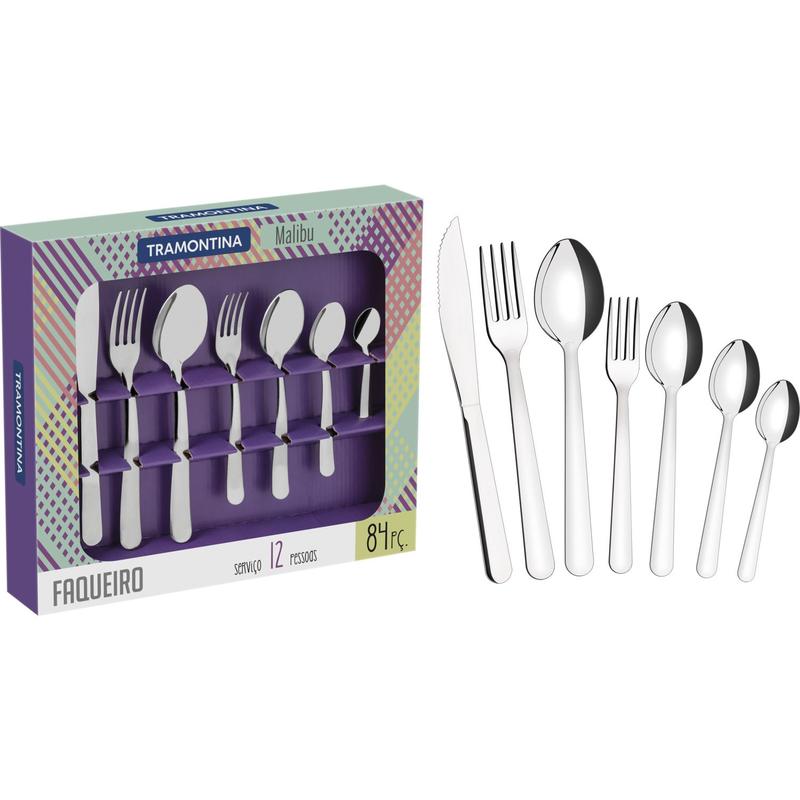 Faqueiro Tramontina Aço Inox Facas P/ Churrasco Malibu 84 Pç ...