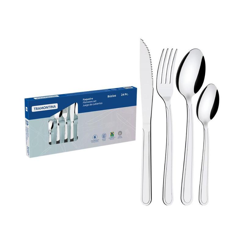 Faqueiro Tramontina Inox C/ Facas P/ Churrasco Búzios 24 Pç - Faqueiros ...