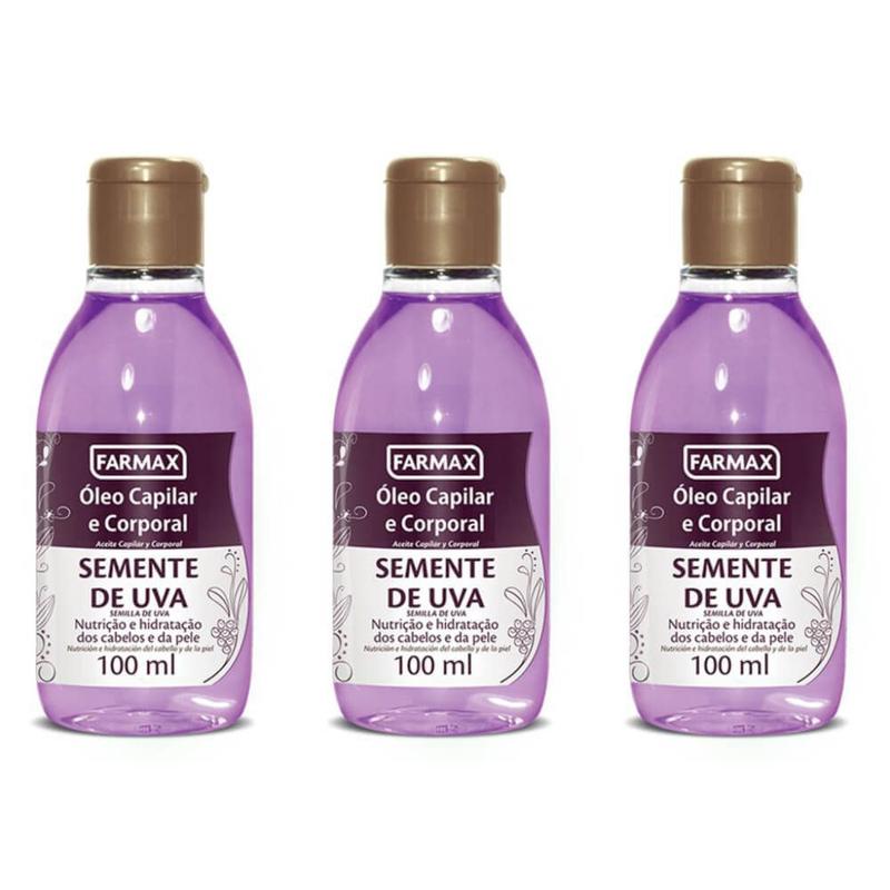 Farmax Óleo De Semente De Uva 100ml (Kit C/03) - Óleo Corporal ...