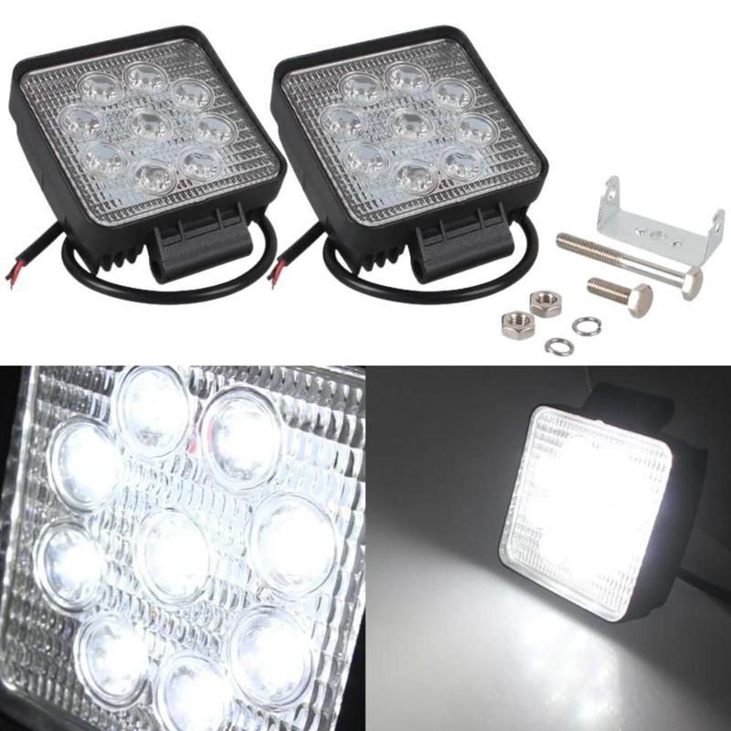 Farol de Milha Quadrado 27w Par de Lâmpada 11cm Led Jeep Off-Road IP67 ...
