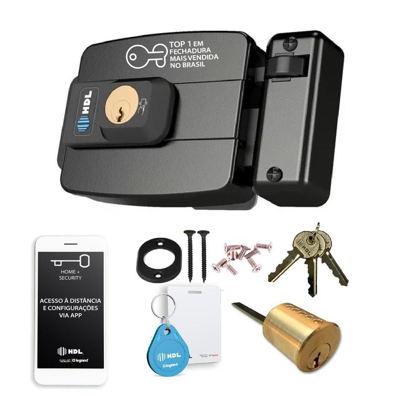 Fechadura eletrica c90 ctrl - abertura para dentro aj rfid preto - HDL ...