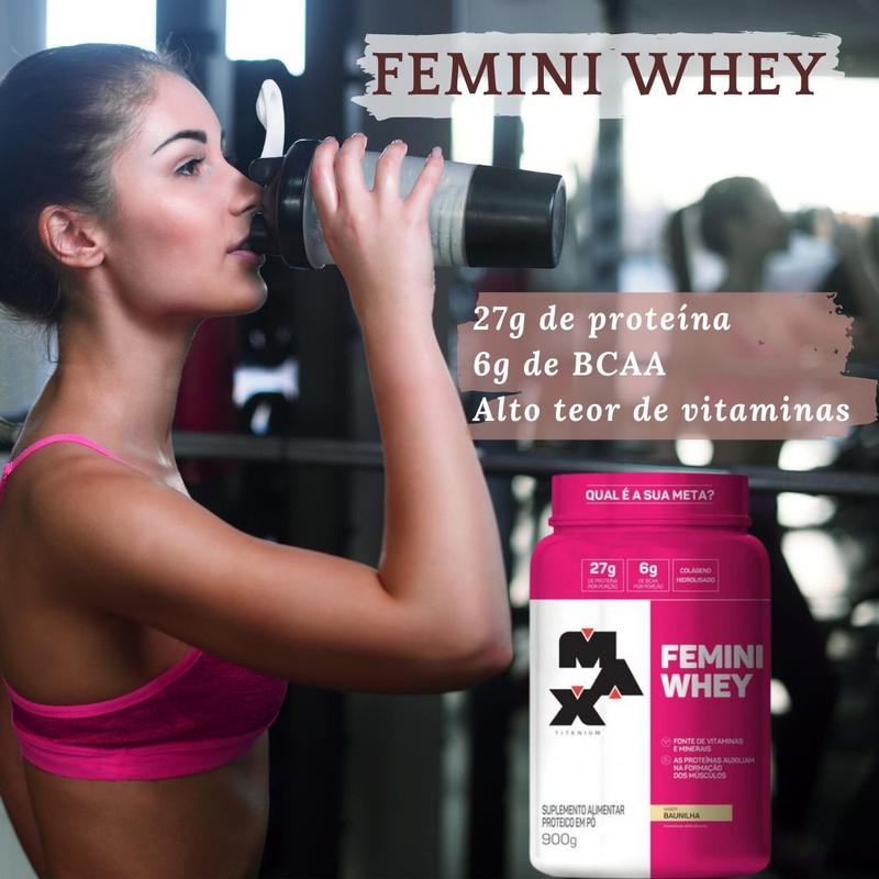 Femini whey baunilha 900g - max titanium - Whey Protein - Magazine Luiza
