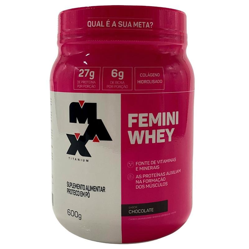 Femini Whey Protein 600g - Max Titanium - Massa Muscular - Magazine Luiza