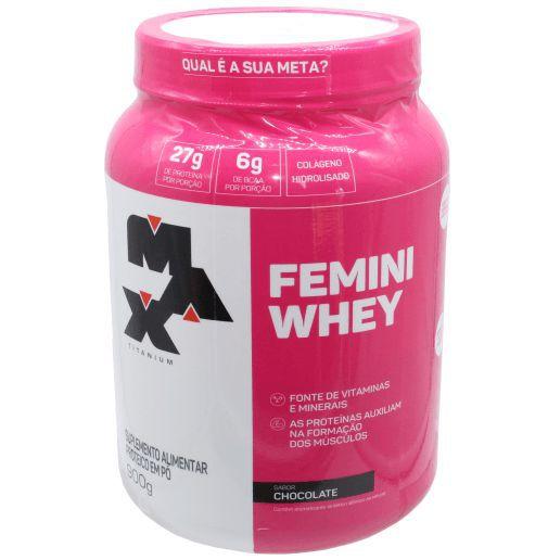Femini Whey Proteina Sabor Chocolate Max Titanium 900gr - Whey Protein ...