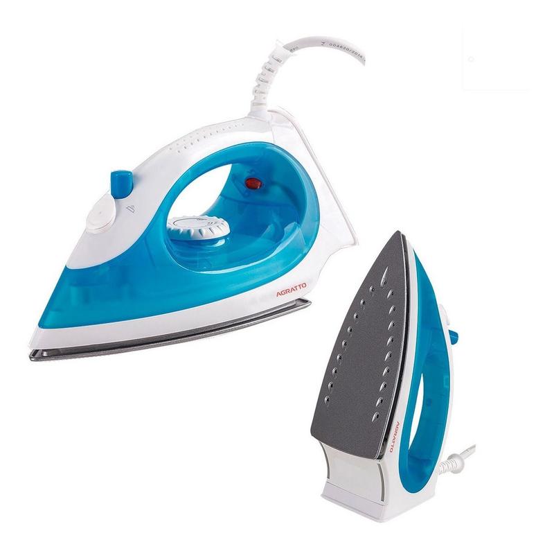 Ferro De Passar Roupa A Vapor C Antiaderente Cor Branco/Azul Voltagem ...