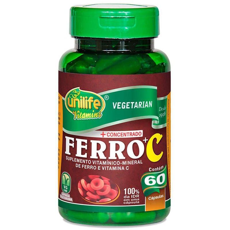 Ferro + Vit. C 500mg 60 cáps - Unilife - Fitoterápicos - Magazine Luiza