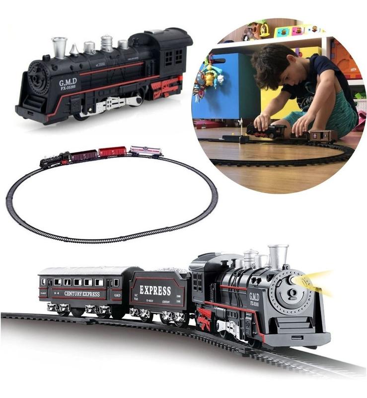 Ferrorama Pista Trem Locomotiva Infantil Grande C/ Som E Luz - DM Toys ...