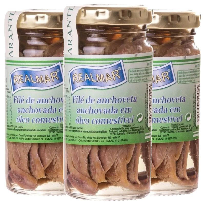 Filé de Anchova REALMAR Óleo de Girassol 100g (3 vidros) - Anchova ...