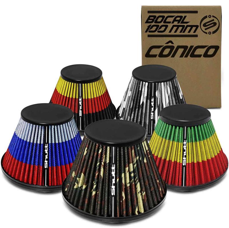 Filtro De Ar Esportivo Monofluxo 100Mm Cônico Lavável Shutt Base De Aço ...